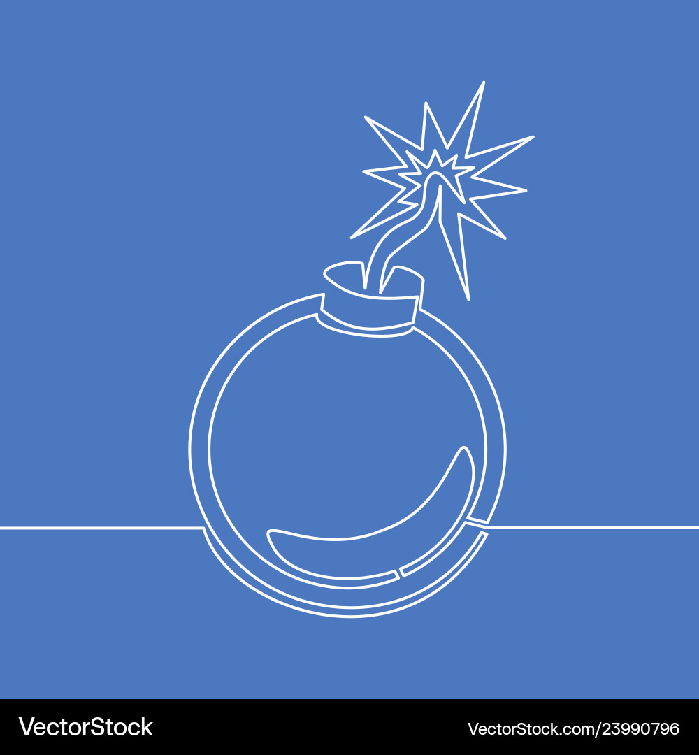 Continuous one line bomb icon concept Royalty Free Vector
