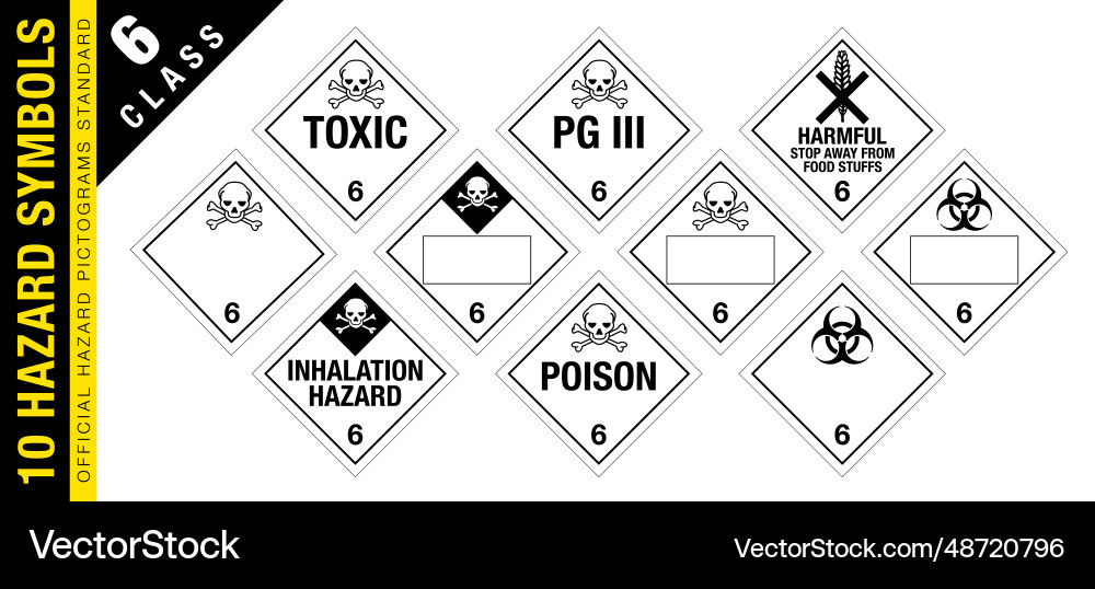 Hazardous Material Class 6 Signs Royalty Free Vector Image