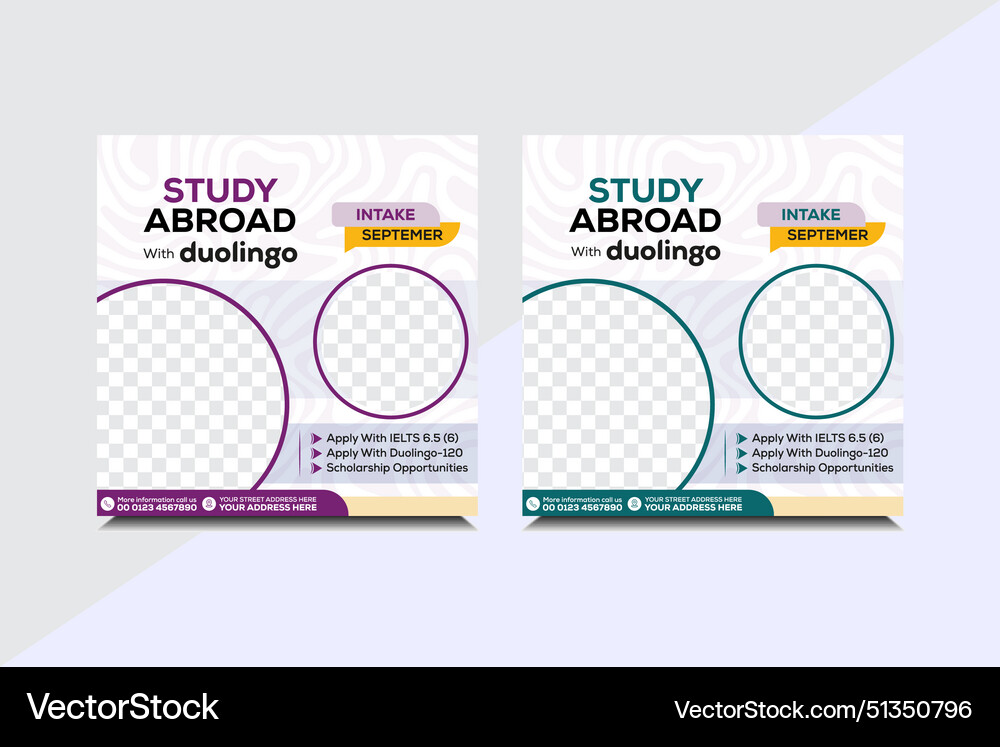 Higher educational post design for social media Vector Image