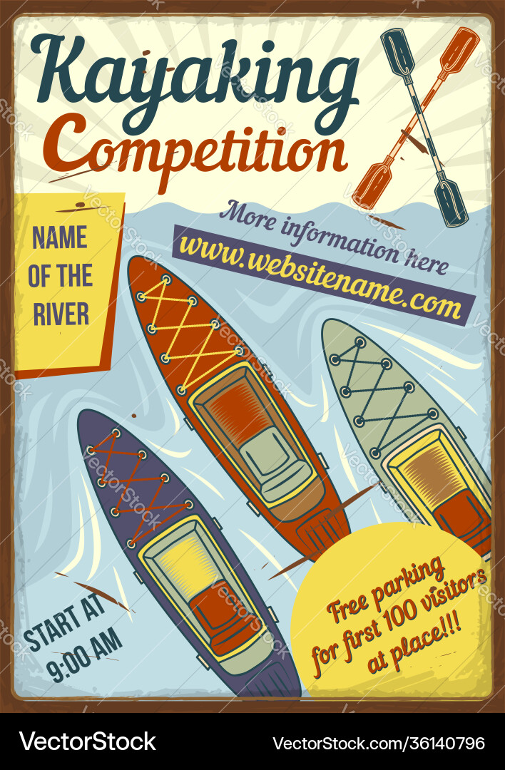 Kayaking Poster - River Adventure Royalty Free Vector Image