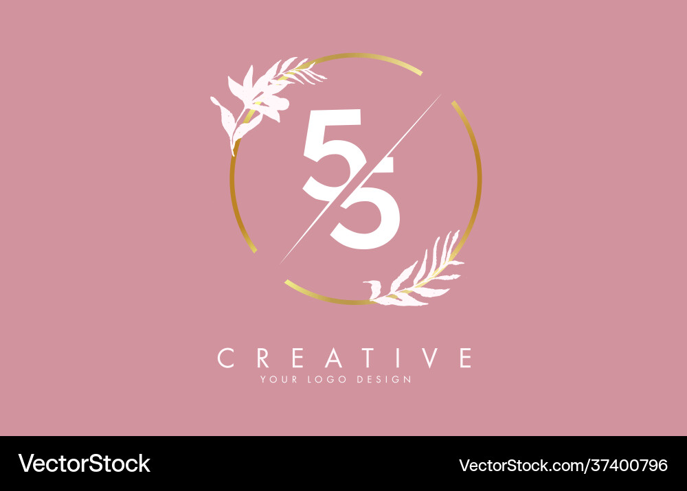 Numbers 55 5 logo design with golden circle Vector Image
