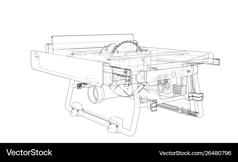 Outline table saw for woodwork Royalty Free Vector Image
