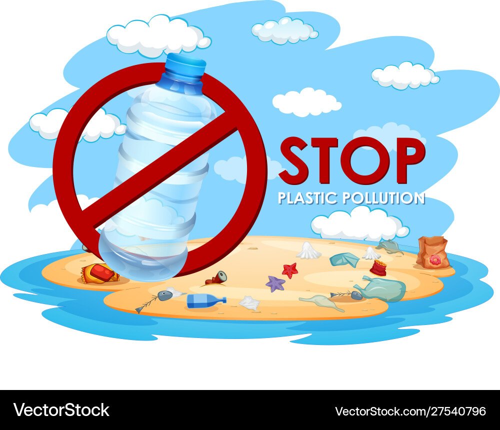 Poster design with no plastic pollution Royalty Free Vector