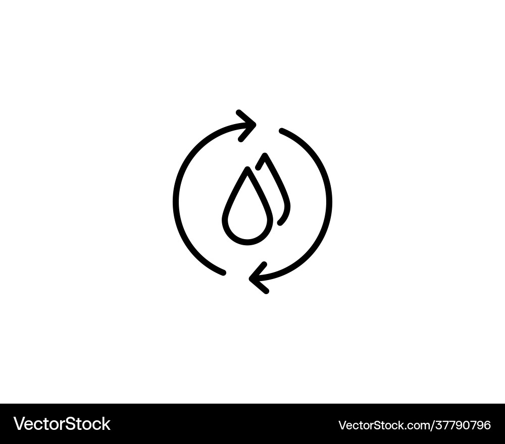 Single black round liquid drip recycle icon Vector Image