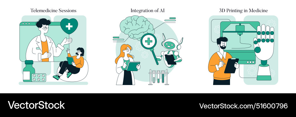 Tech enabled health flat Royalty Free Vector Image