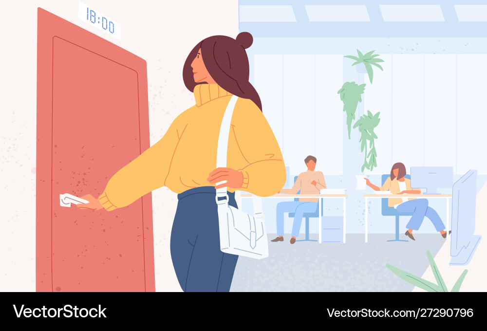 Woman Leaving Office on Time Royalty Free Vector Image