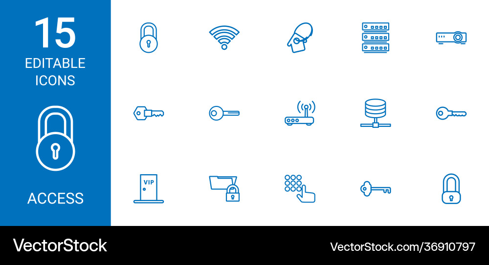 15 access icons Royalty Free Vector Image - VectorStock