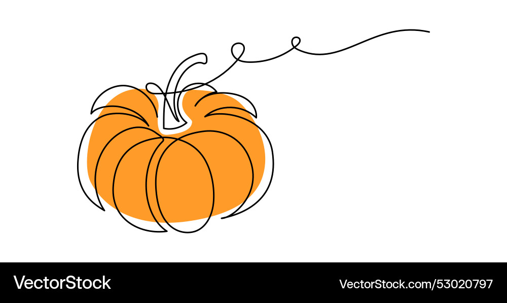 Autumn pumpkin in one continuous line drawing Vector Image