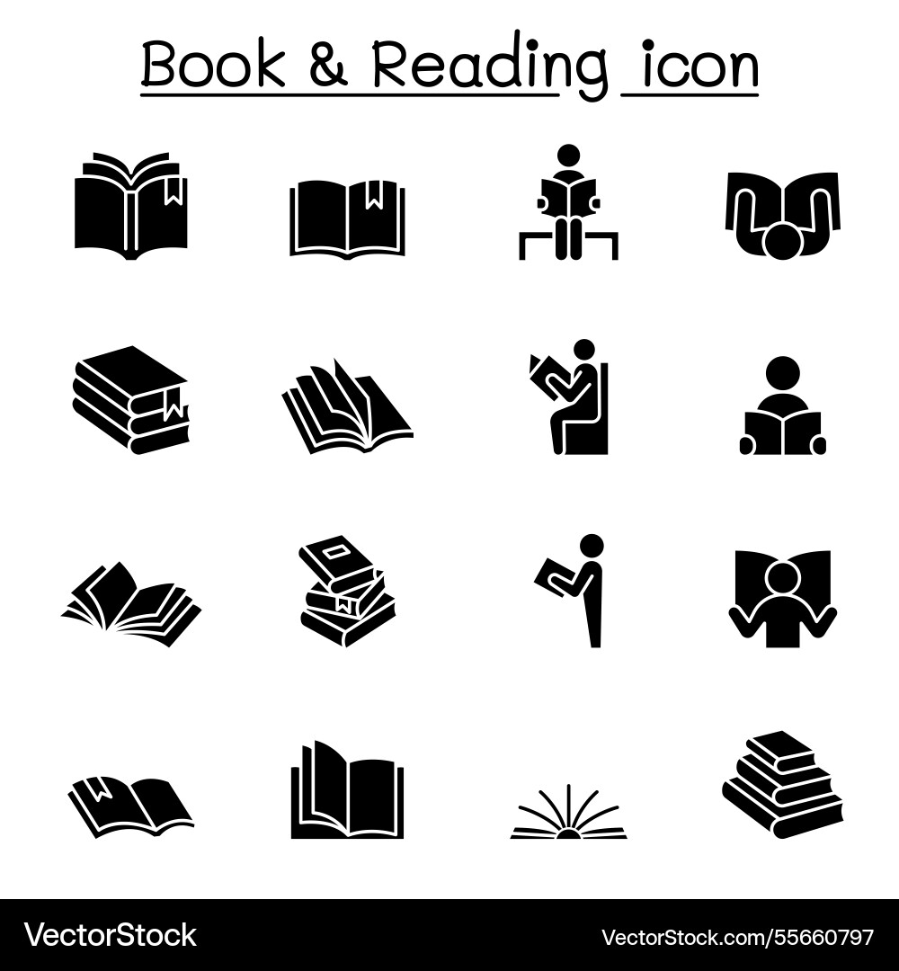 Book and reading icon set in thin lines tyle Vector Image