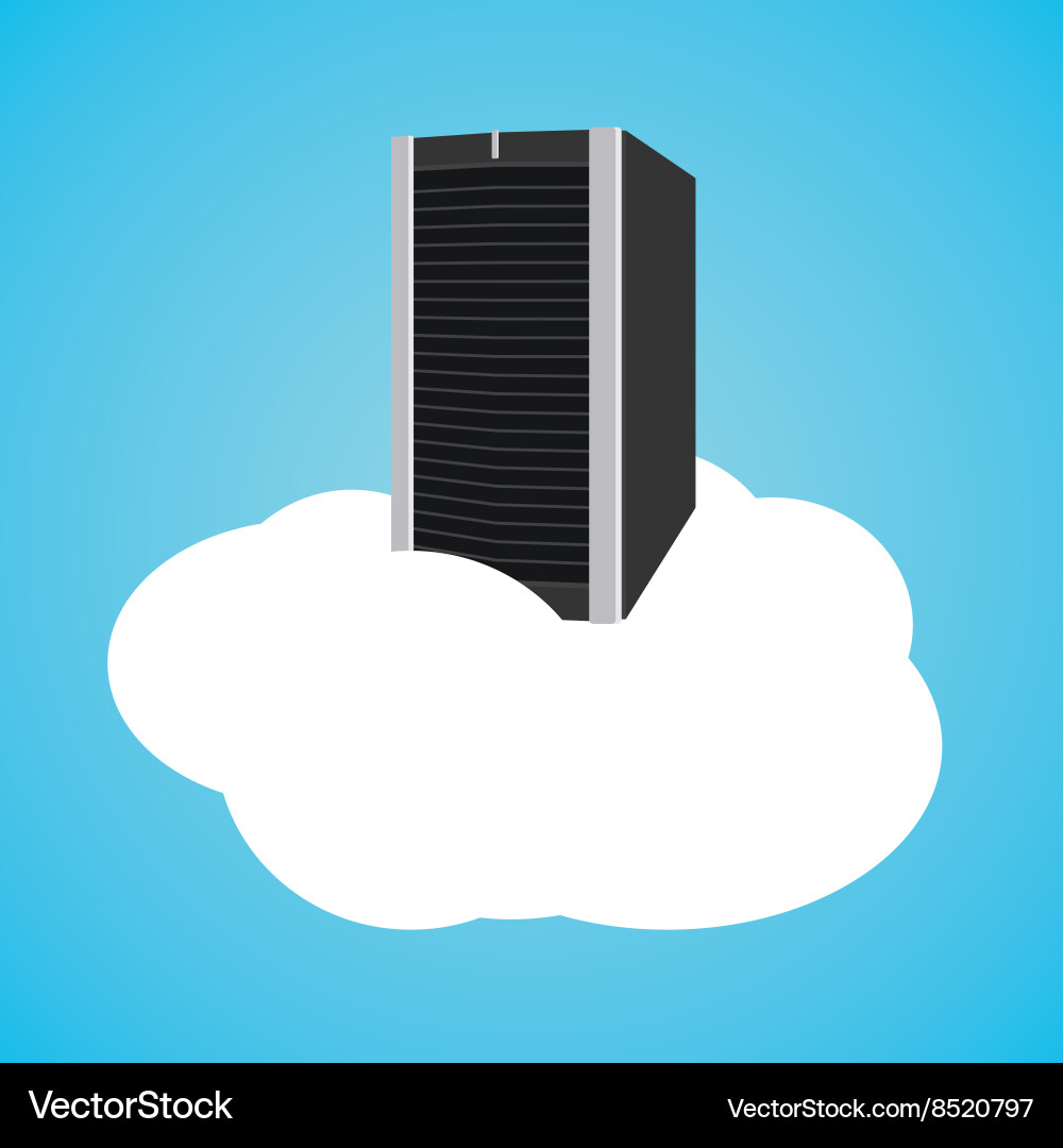 Cloud server with clouds and database Royalty Free Vector