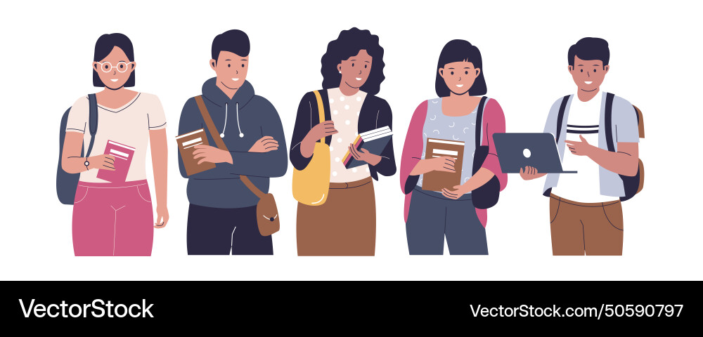 Group diverse students or university classmates Vector Image