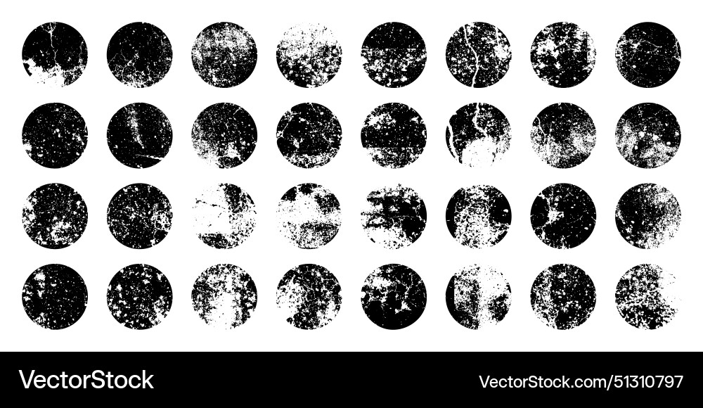 Grunge circles with stains and scratches circle Vector Image