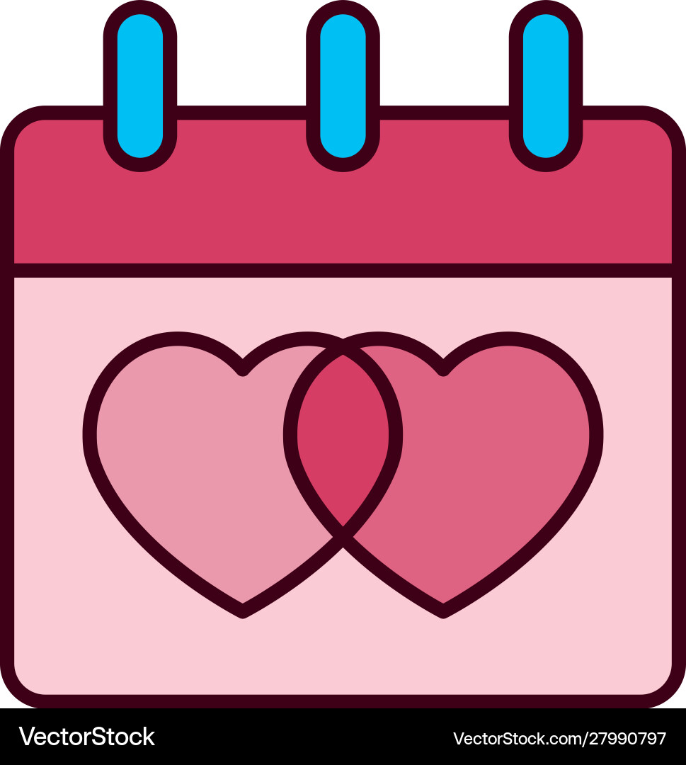 Isolated love calendar icon fill design Royalty Free Vector