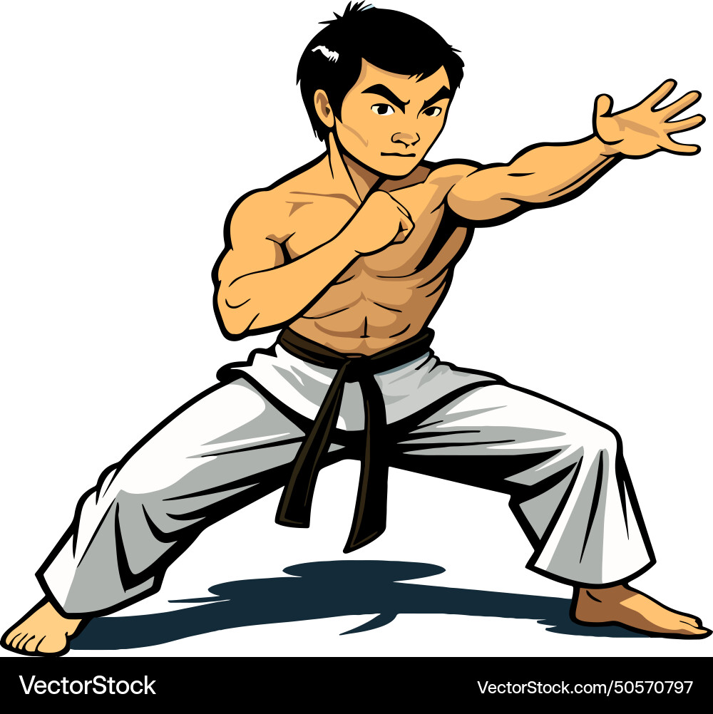 Karate master in competition clothing Royalty Free Vector