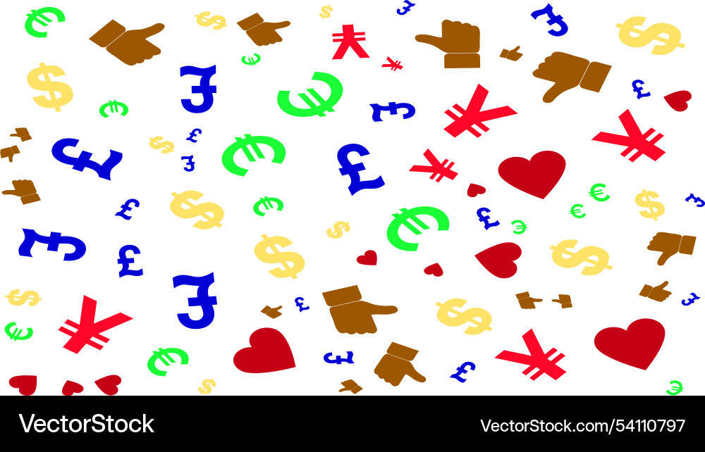 Pattern background with currency symbols heart Vector Image