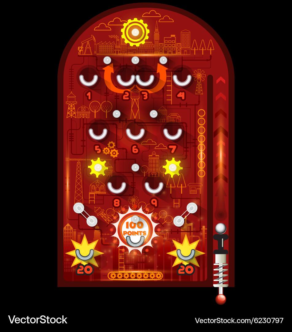 Pinball Playfield Close-up Royalty Free Vector Image