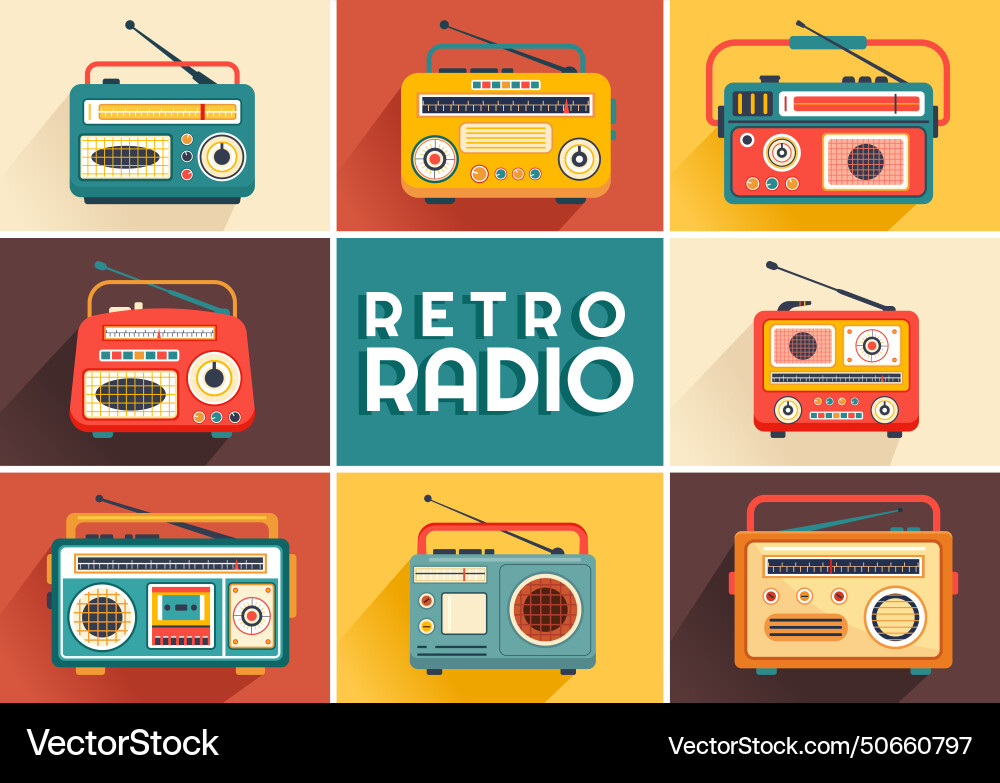 Retro radio with player style for record old Vector Image