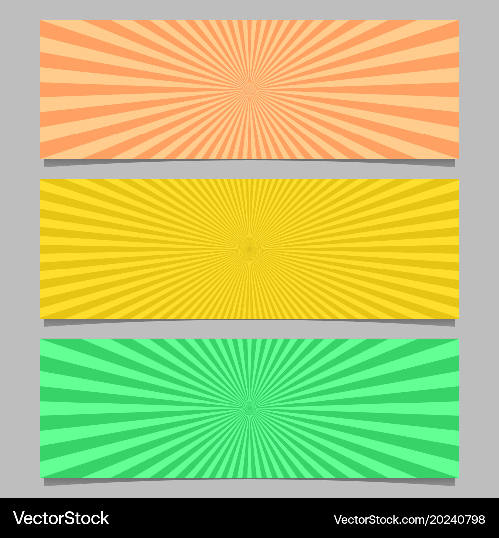 Abstract colorful ray burst banner template set Vector Image
