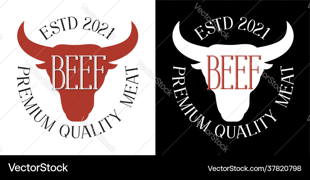 Beef premium quality meat - logo Royalty Free Vector Image