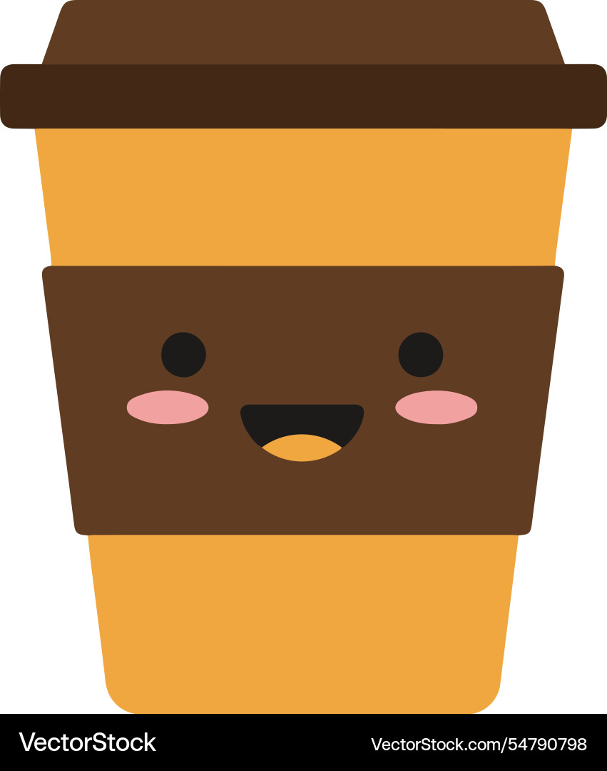 Cute funny cartoon paper coffee cup icon Vector Image