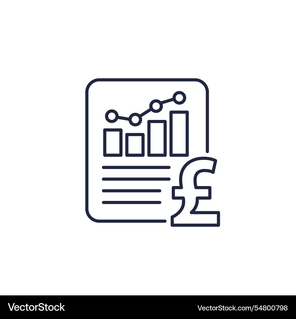 Financial statement line icon with a pound Vector Image