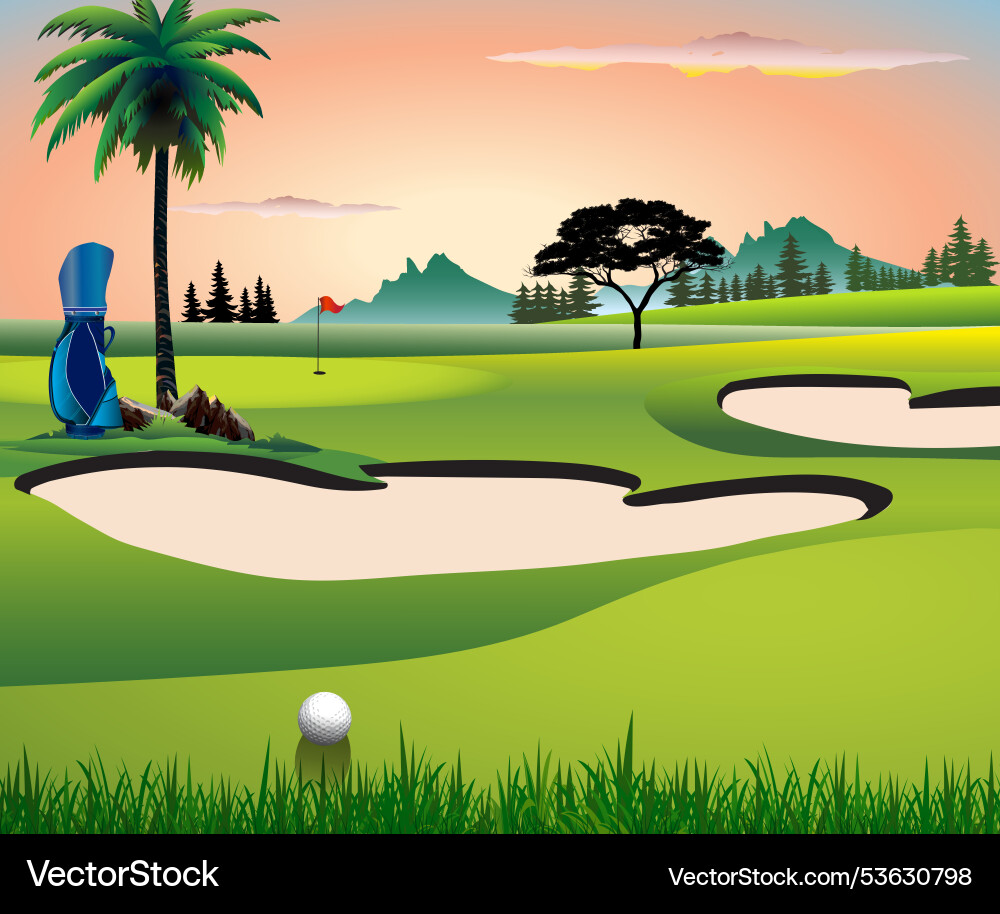 Golf course poster Royalty Free Vector Image - VectorStock