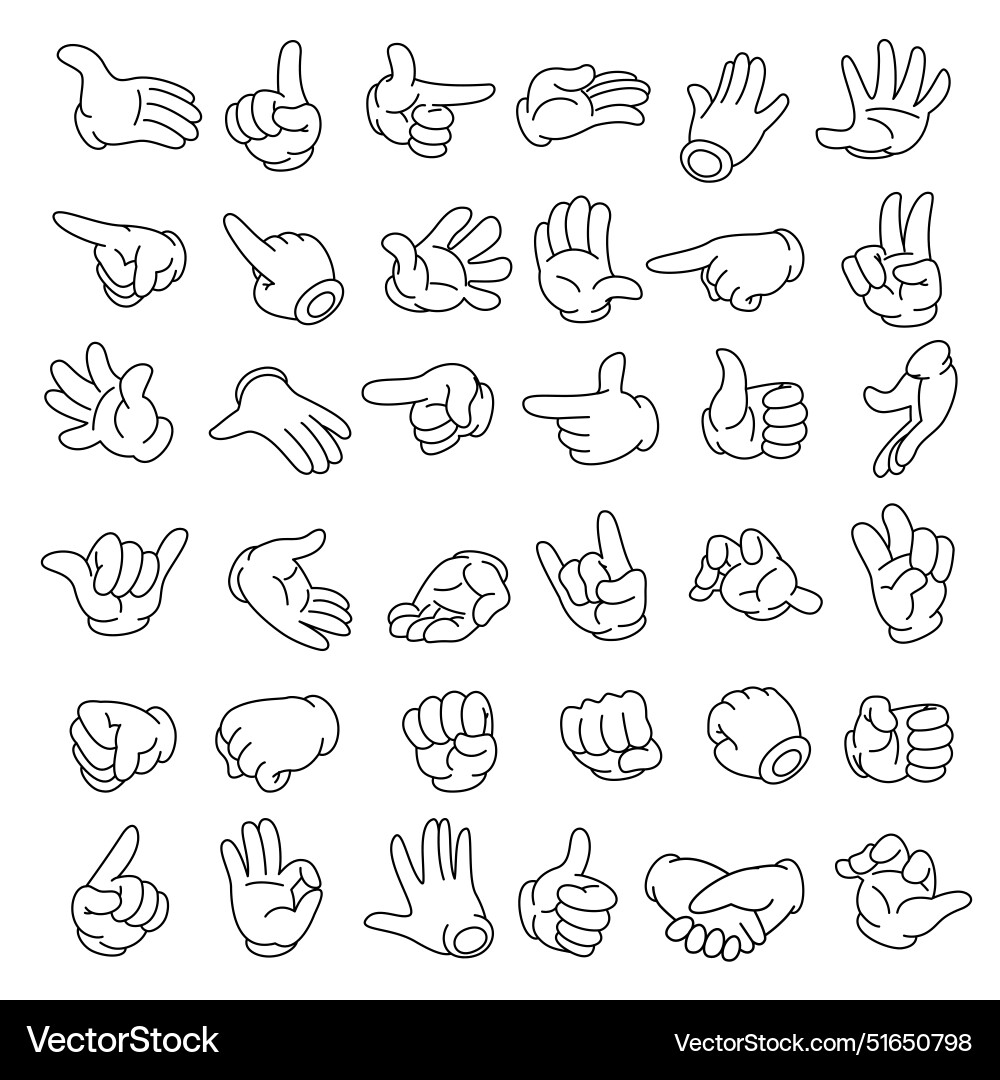 Groovy comic hand collection Royalty Free Vector Image