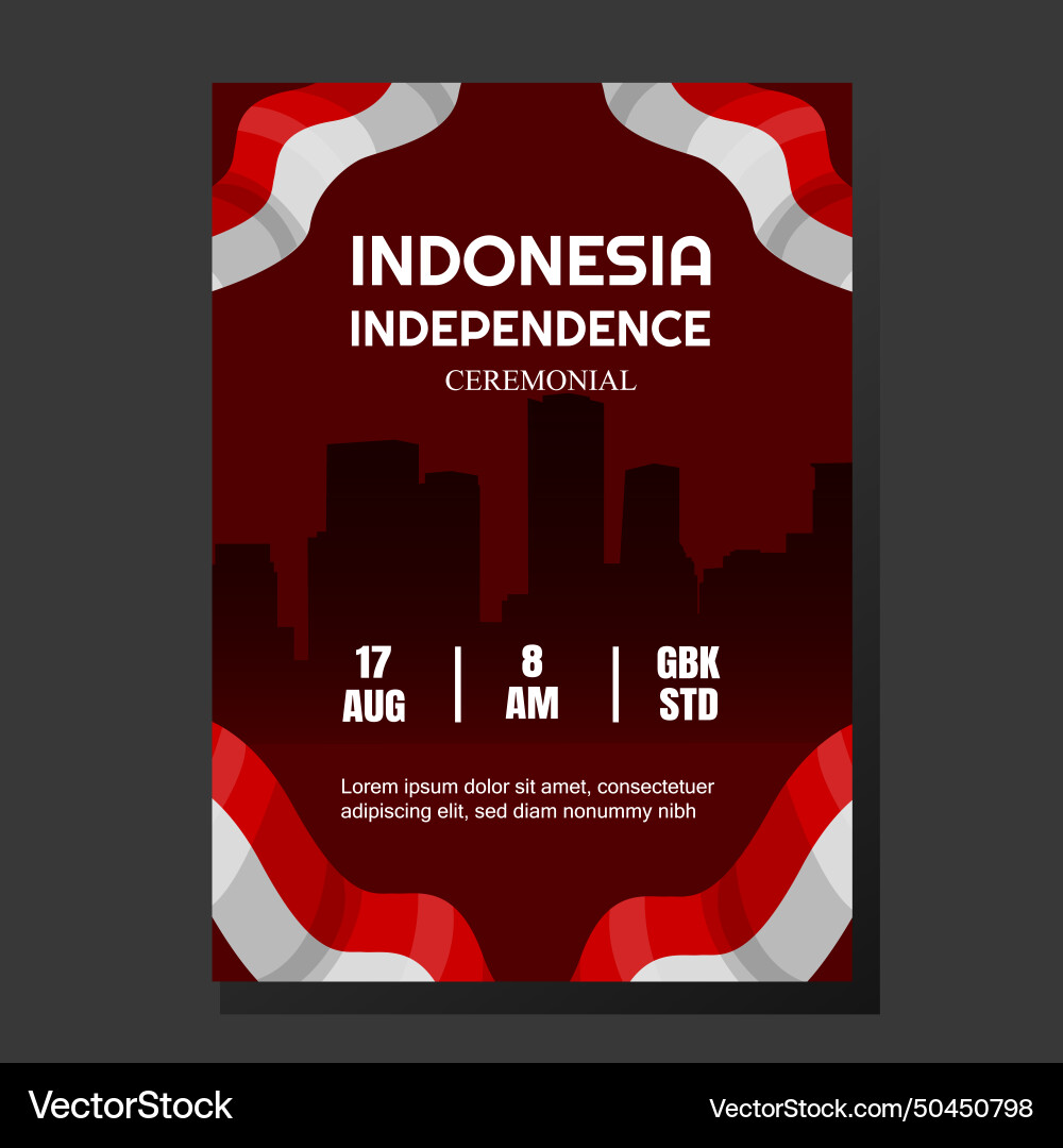Indonesia independence ceremonial poster design Vector Image