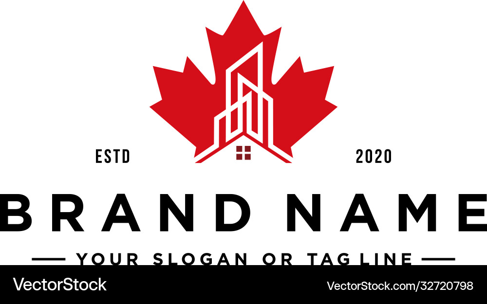 Maple building logo design Royalty Free Vector Image