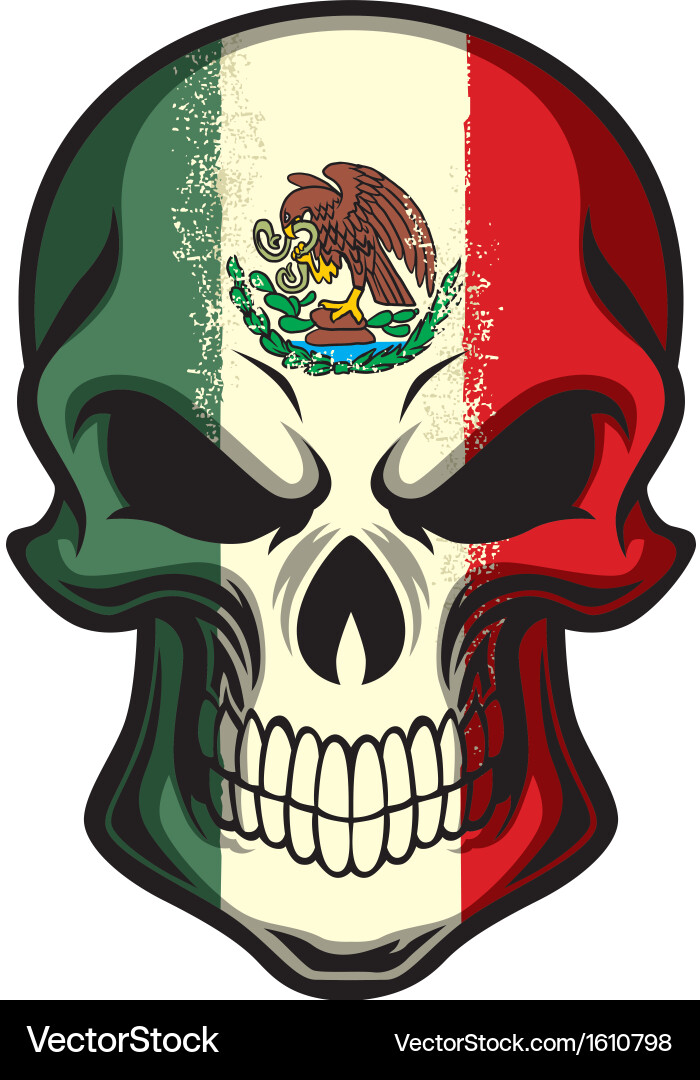 Mexico flag painted on a skull Royalty Free Vector Image