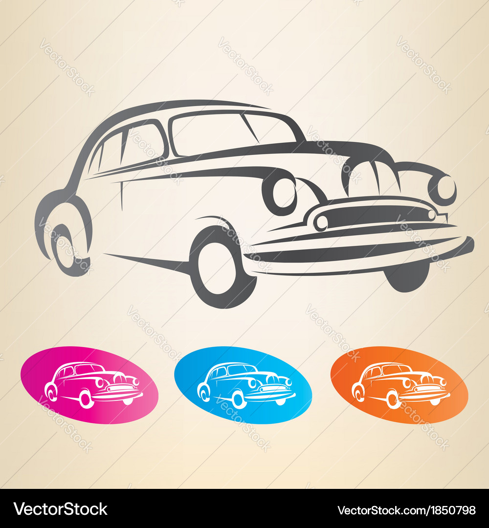 Old retro car symbol Royalty Free Vector Image