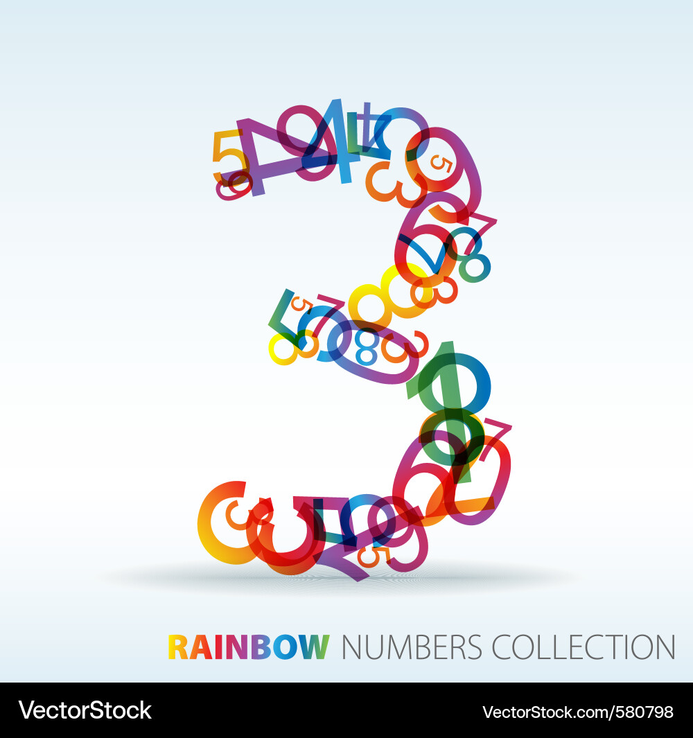 Rainbow number three Royalty Free Vector Image