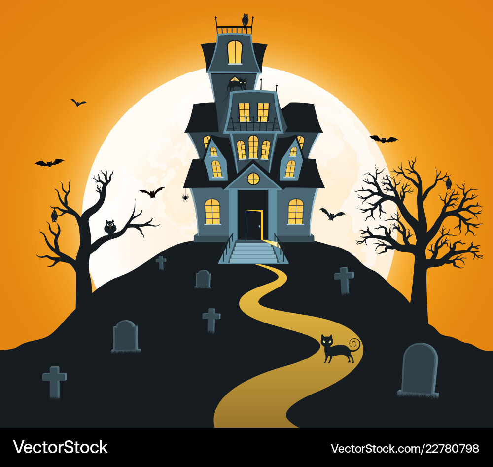 Spooky Halloween Castle Scene Royalty Free Vector Image