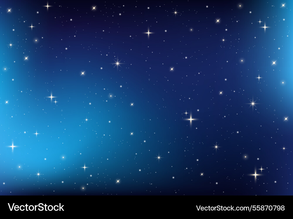Starry night sky dark blue space magic Royalty Free Vector