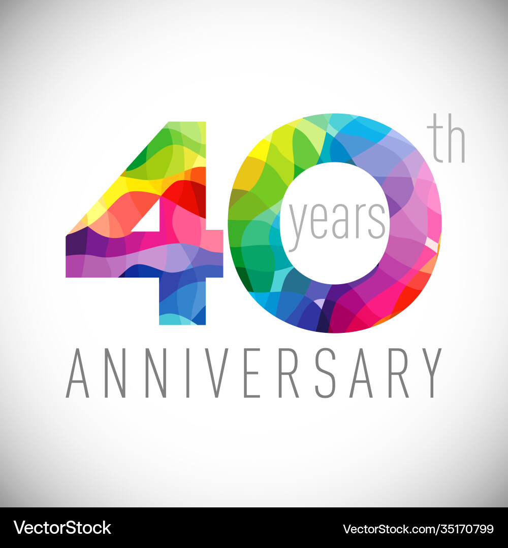 40 th anniversary facet years multicolored Vector Image