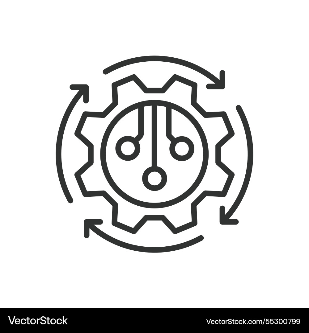 Automation icon in line design robotic Royalty Free Vector