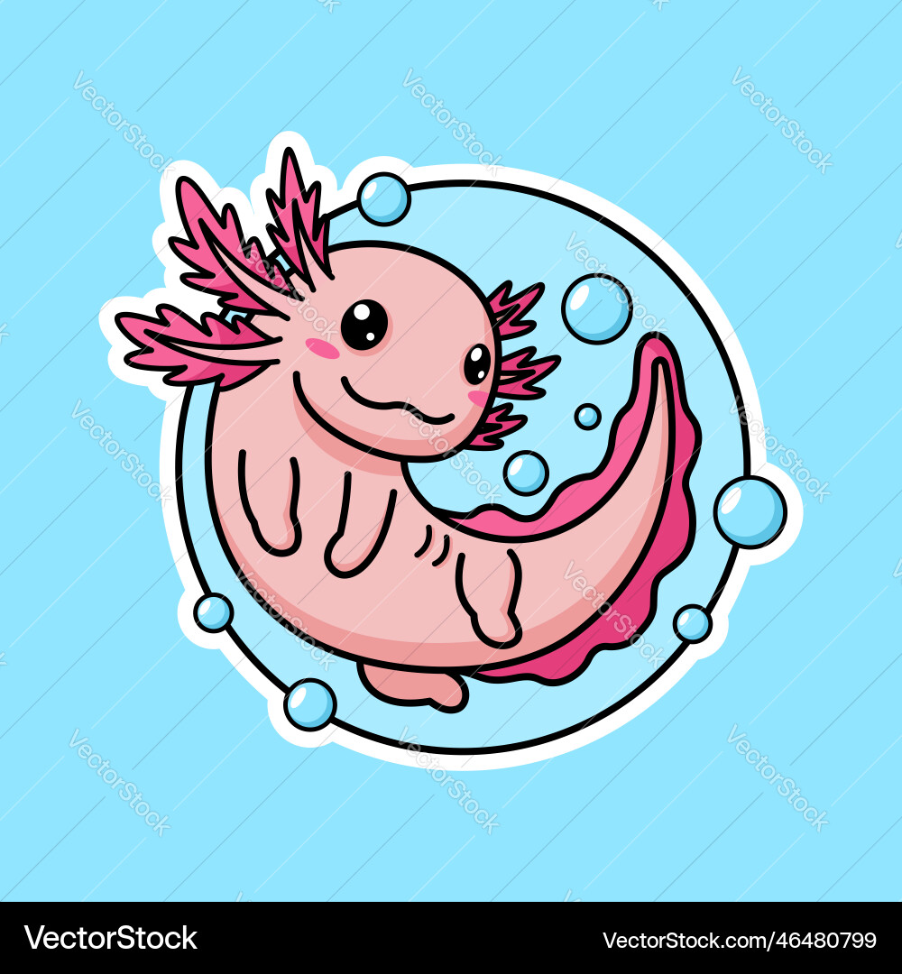 Cute axolotl cartoon character premium graphics Vector Image