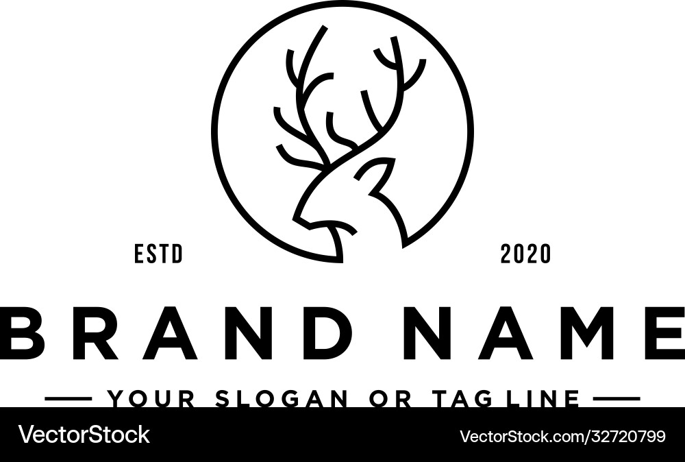 Deer line art logo design Royalty Free Vector Image