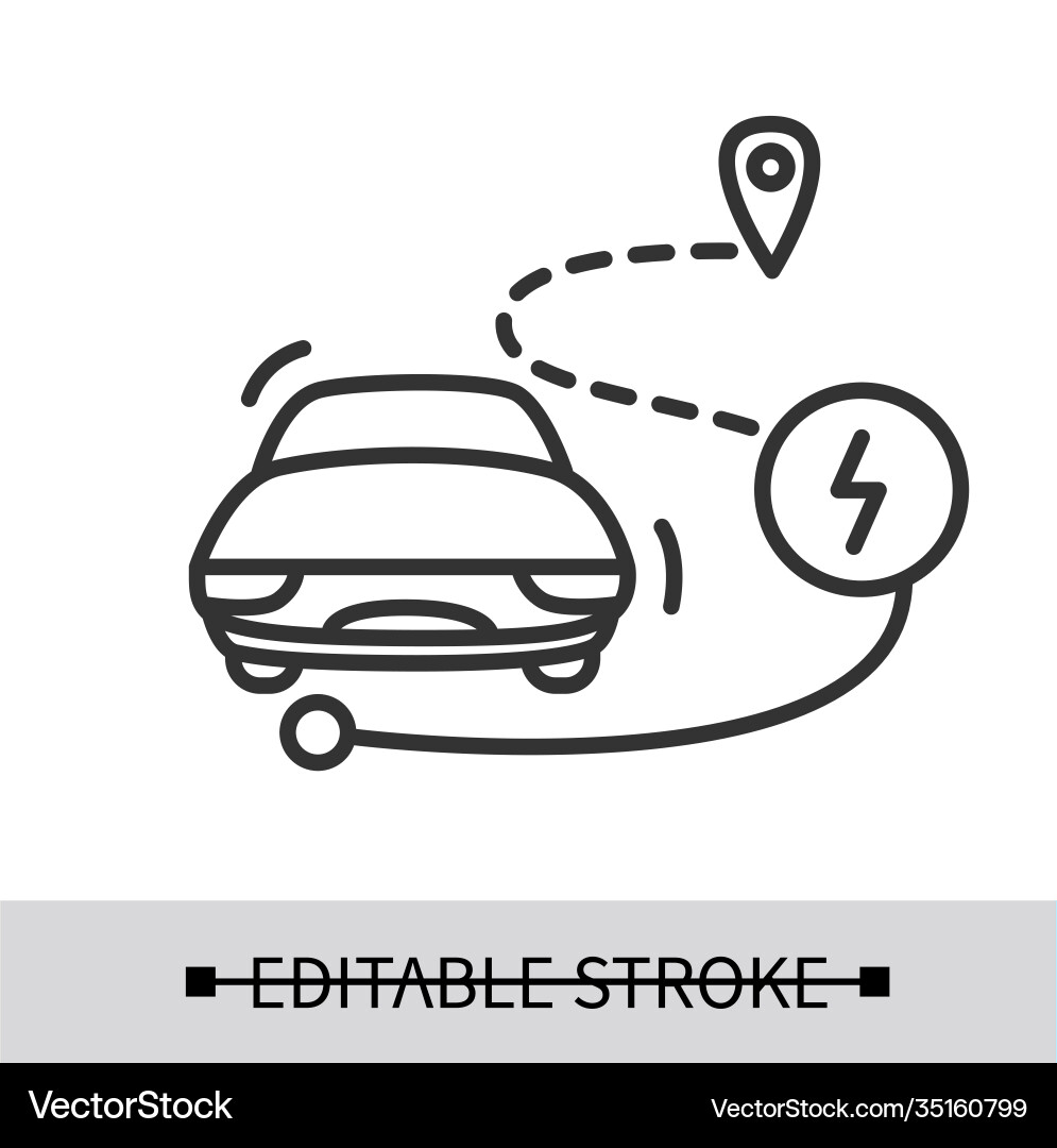 Electric car range icon ev anxiety Royalty Free Vector Image