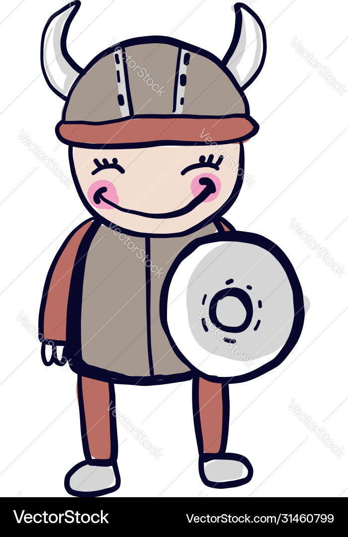 Happy viking child on white background Royalty Free Vector