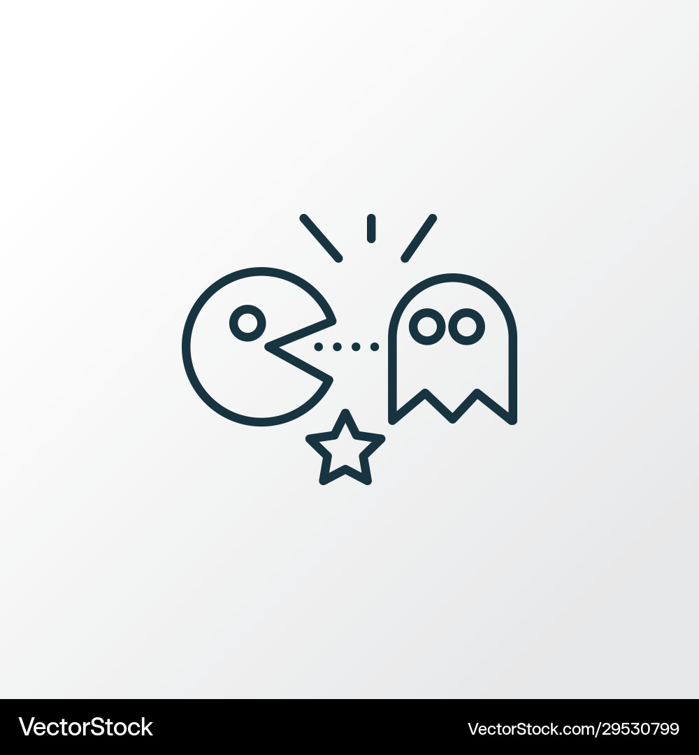 Pacman Icon - Line Art Premium Royalty Free Vector Image