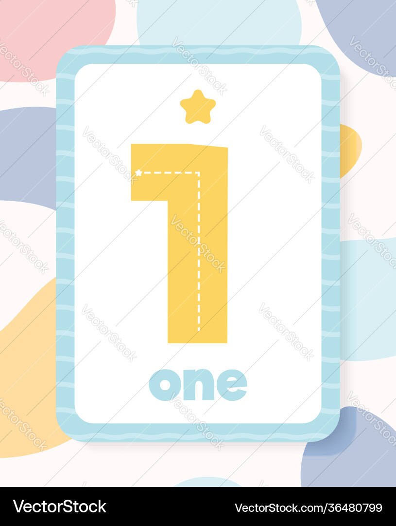 Printable colourful educational number flashcard Vector Image