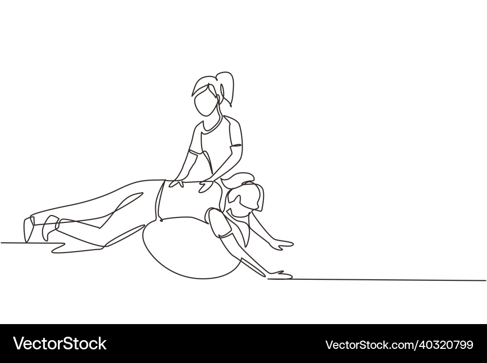 Einzelne eine Linie Zeichnung Physiotherapie Vektorbild