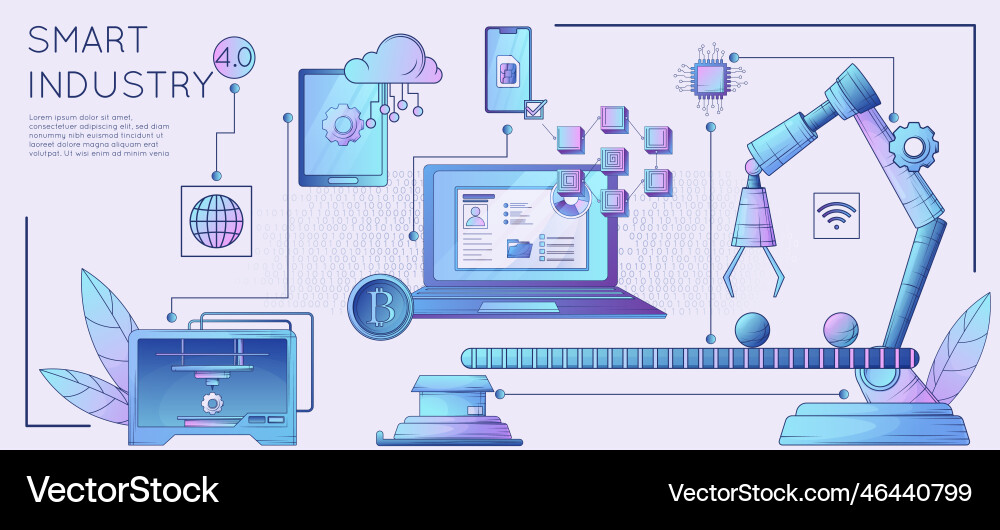 Smart industry flat poster Royalty Free Vector Image