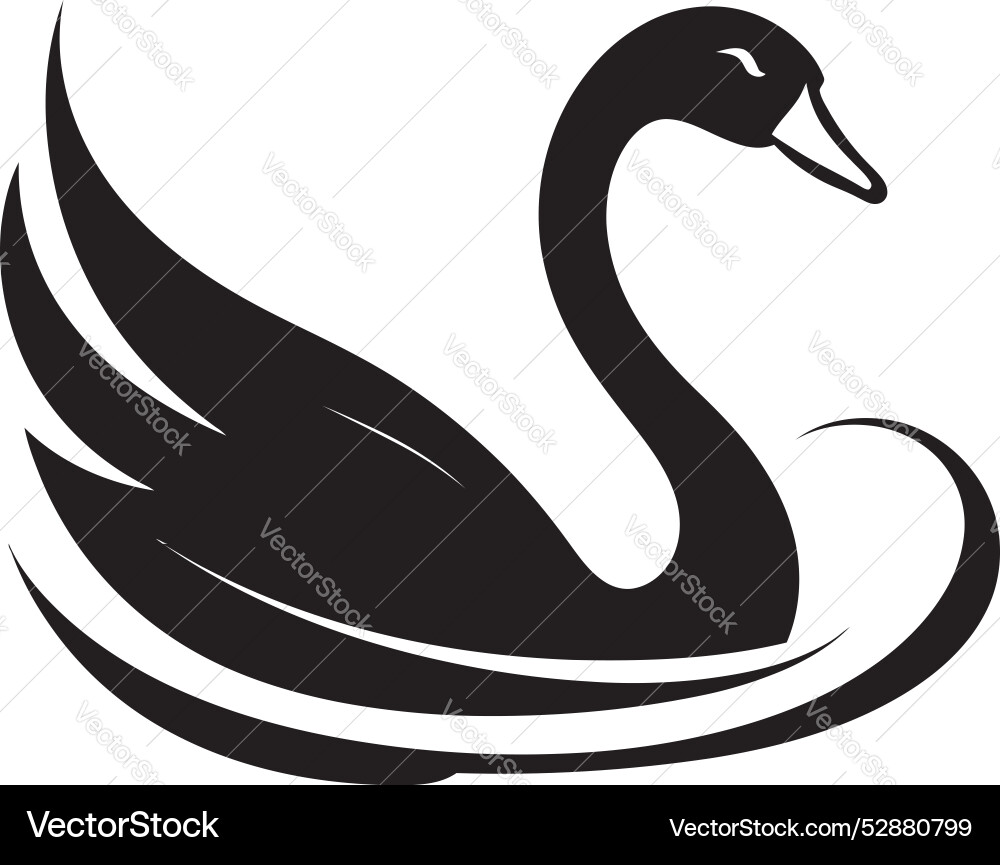 Swan glyph design majestic badge Royalty Free Vector Image