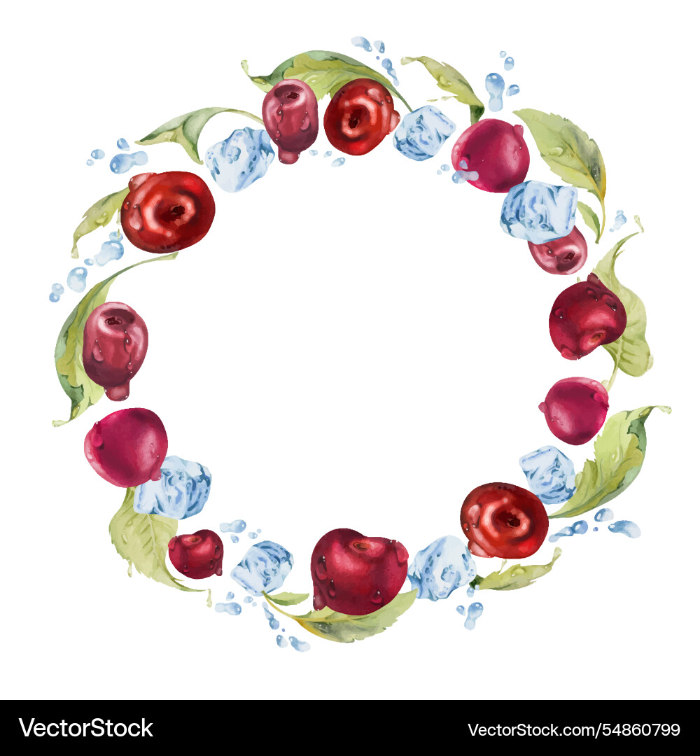 Sweet cherry cerise flying in water splashes drops