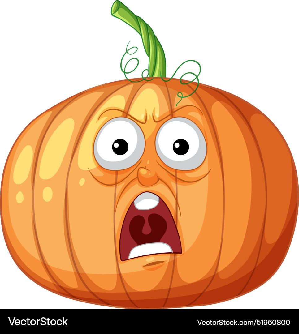 A shocked pumpkin with wide eyes and mouth Vector Image
