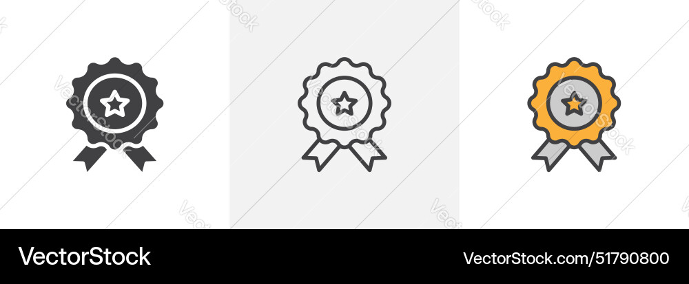 Award icon set black filled and outlined style Vector Image