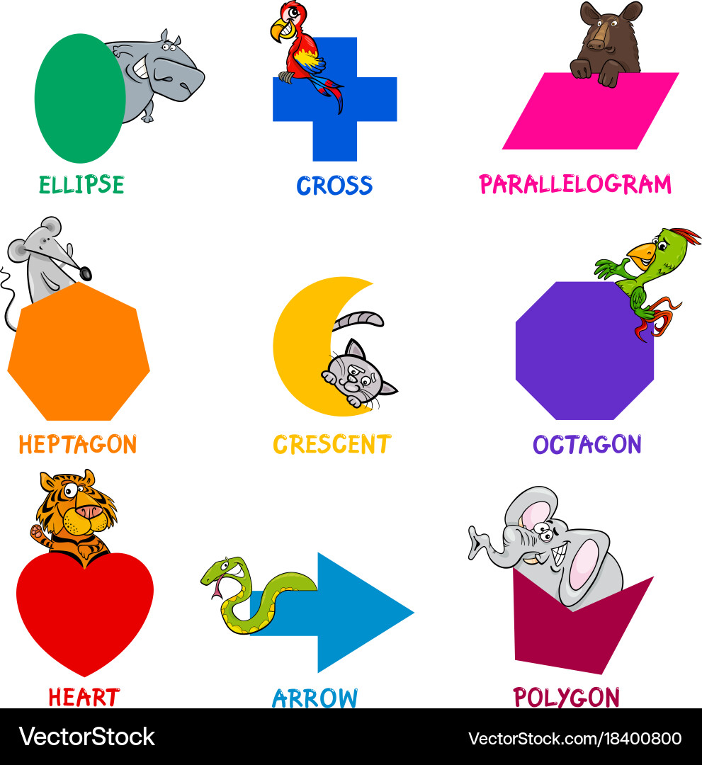 Basic geometric shapes with animals Royalty Free Vector