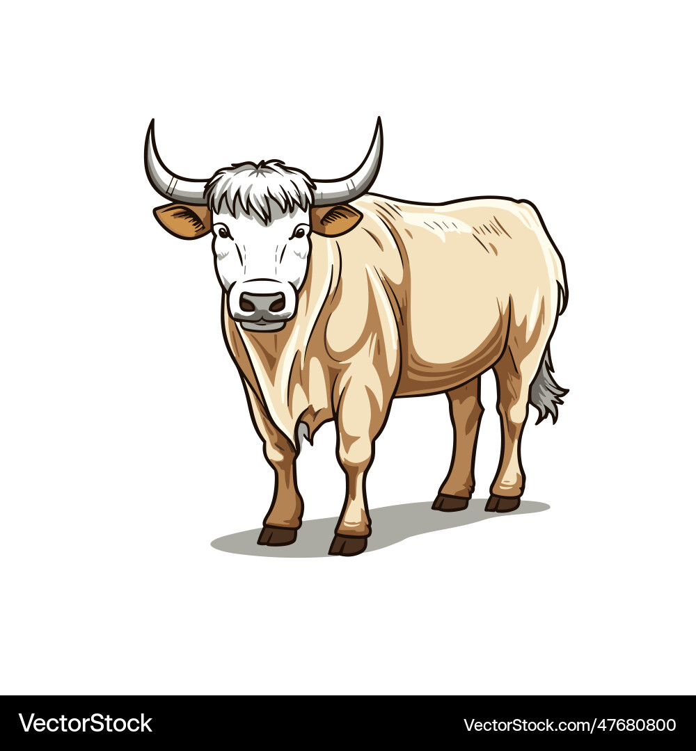 Bullock hand-drawn doodle style cartoon Royalty Free Vector